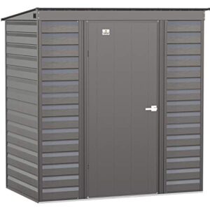 Arrow Select 6' x 4' Outdoor Lockable Steel Storage Shed Building, Charcoal