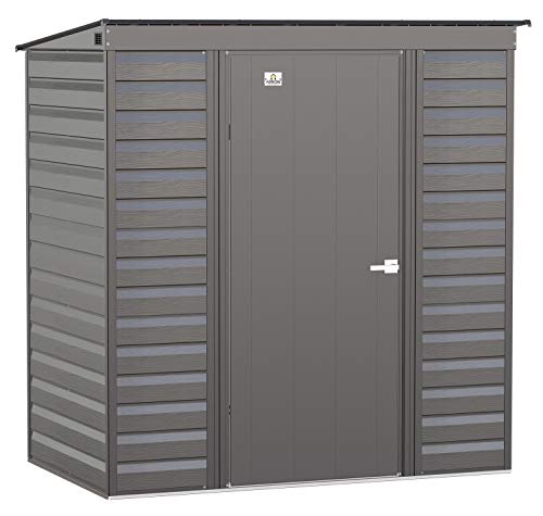 Arrow Select 6' x 4' Outdoor Lockable Steel Storage Shed Building, Charcoal