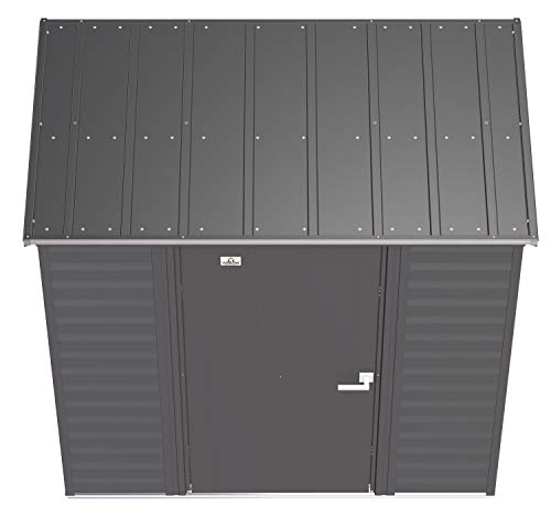 Arrow Select 6' x 4' Outdoor Lockable Steel Storage Shed Building, Charcoal