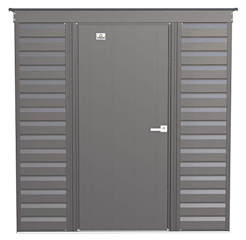 Arrow Select 6' x 4' Outdoor Lockable Steel Storage Shed Building, Charcoal