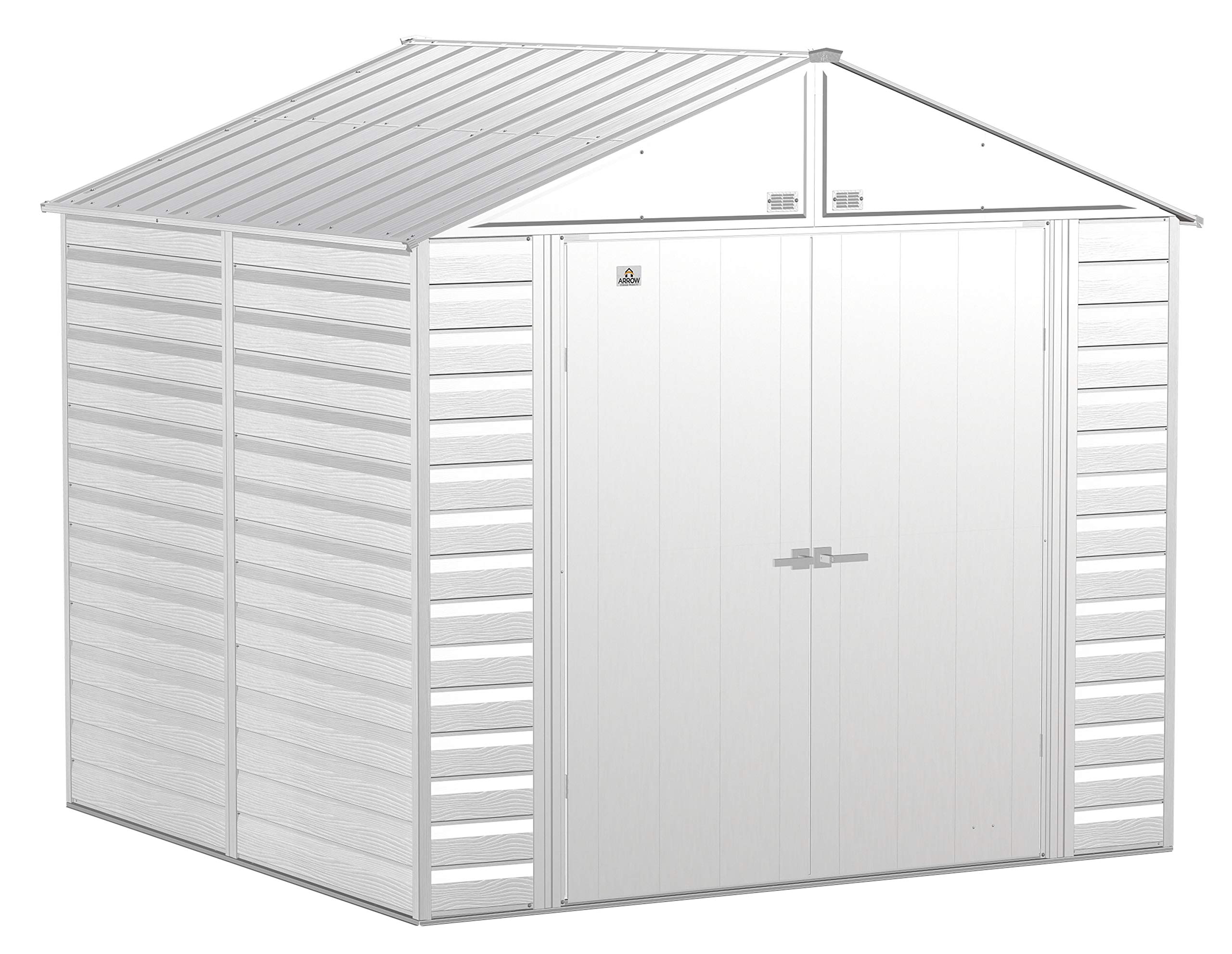 Arrow Select 8' x 8' Outdoor Lockable Steel Storage Shed Building, Flute Grey