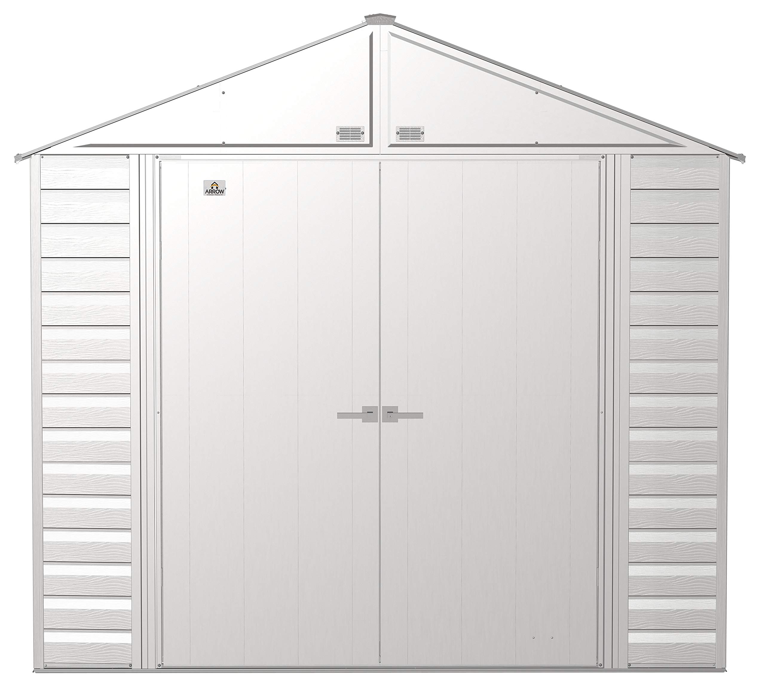 Arrow Select 8' x 8' Outdoor Lockable Steel Storage Shed Building, Flute Grey