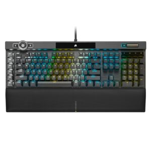 corsair k100 rgb optical-mechanical gaming keyboard - corsair opx rgb keyswitches - axon hyper-processing technology for 4x faster throughput - 44-zone rgb lightedge (renewed)