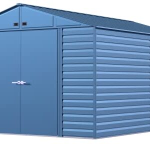 Arrow Shed Select 10' x 14' Outdoor Lockable Steel Storage Shed Building, Blue Grey