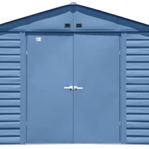 Arrow Shed Select 10' x 14' Outdoor Lockable Steel Storage Shed Building, Blue Grey