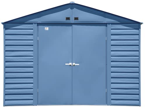 Arrow Shed Select 10' x 14' Outdoor Lockable Steel Storage Shed Building, Blue Grey