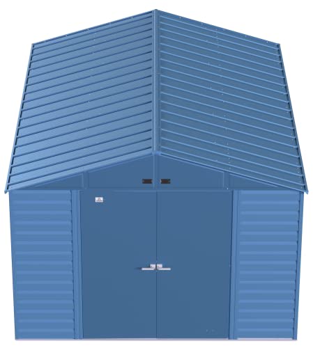 Arrow Shed Select 10' x 14' Outdoor Lockable Steel Storage Shed Building, Blue Grey