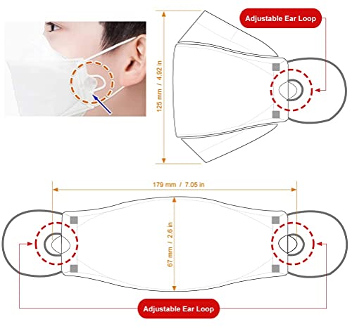 [20 Pack] :: Authentic :: BLUNA [KIDs/SMALL] KF94 Facefit Ergonomic 3D Adjustable Strap Korean Face Mask, White [Made in Korea][Individual Package] for Small Kids Children