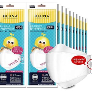 [20 Pack] :: Authentic :: BLUNA [KIDs/SMALL] KF94 Facefit Ergonomic 3D Adjustable Strap Korean Face Mask, White [Made in Korea][Individual Package] for Small Kids Children