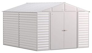 arrow select 10' x 12' outdoor lockable steel storage shed building, flute grey