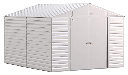 Arrow Select 10' x 12' Outdoor Lockable Steel Storage Shed Building, Flute Grey