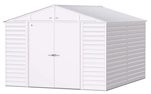 Arrow Select 10' x 12' Outdoor Lockable Steel Storage Shed Building, Flute Grey