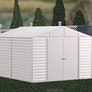 Arrow Select 10' x 12' Outdoor Lockable Steel Storage Shed Building, Flute Grey