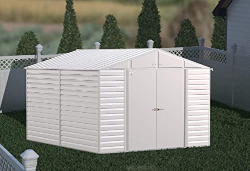 Arrow Select 10' x 12' Outdoor Lockable Steel Storage Shed Building, Flute Grey