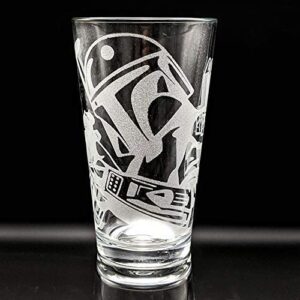 boba fett mandalorian engraved pint glass | inspired by mandalorian | great gift idea!