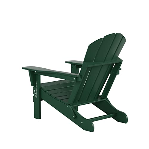 WO Home Furniture Set of 4 Pcs HDPE Adirondack Chairs Lounger Outdoor Folding Seat for Fire Pit, Beach, Balcony, Backyard, Lawn, Patio, Pool, Deck, Garden - Weather UV Resistant (Dark Green)