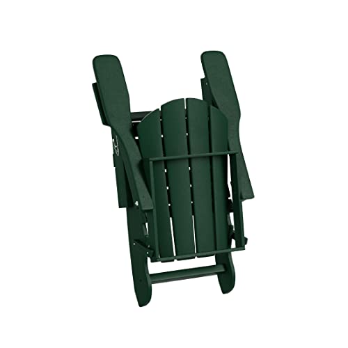 WO Home Furniture Set of 4 Pcs HDPE Adirondack Chairs Lounger Outdoor Folding Seat for Fire Pit, Beach, Balcony, Backyard, Lawn, Patio, Pool, Deck, Garden - Weather UV Resistant (Dark Green)