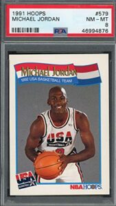 michael jordan team usa dream team 1991 hoops basketball card #579 graded psa 8