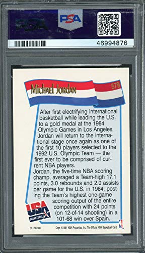 Michael Jordan Team USA Dream Team 1991 Hoops Basketball Card #579 Graded PSA 8