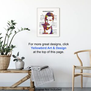 Freddie Mercury Poster - 8x10 Bohemian Rhapsody Poster - Freddie Mercury Merchandise - Queen Sheet Music - 80s Pop Music Gifts - Wall Art Decor