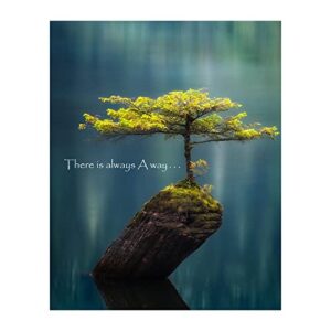 there is always a way- inspirational quotes wall art, motivational typographic tree print, positive quotes wall decor for home wall art, office wall decor, school & dorm wall decor. unframed-8x10"