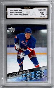 2020-21 upper deck #201 alexis lafreniere rc rookie young guns graded gma 10 gem mint hockey trading card new york rangers