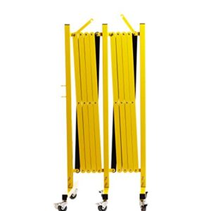 Trafford Industrial Expandable Metal Barricade, 16 Feet, Yellow and Black, Mobile Safety Barrier Gate, Retractable Traffic Fence