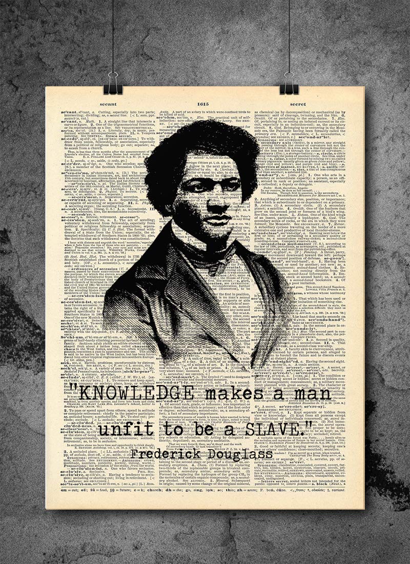 Frederick Douglass - Knowledge Slave Quote Art - Authentic Upcycled Dictionary Art Print - Home or Office Decor (D296)