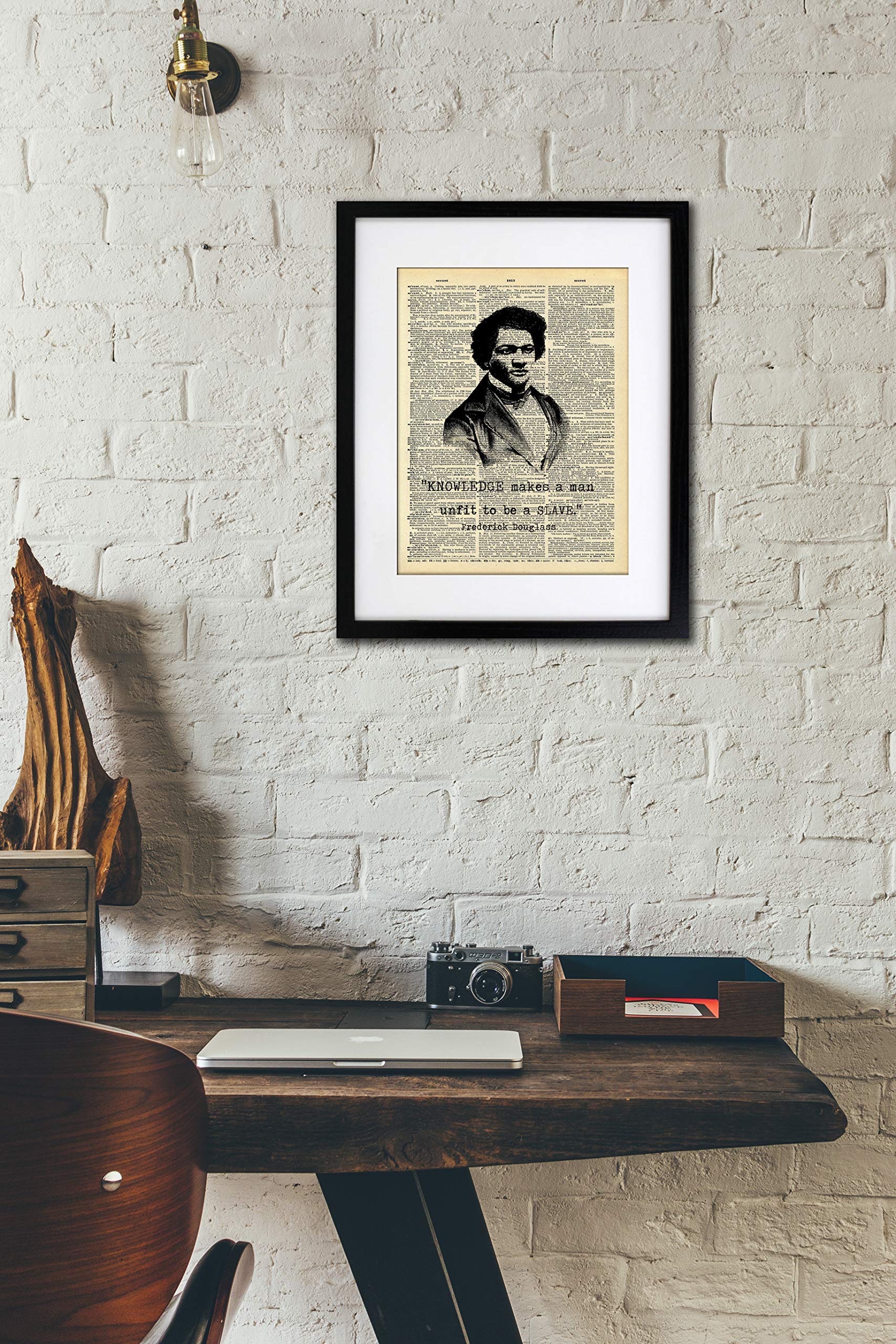 Frederick Douglass - Knowledge Slave Quote Art - Authentic Upcycled Dictionary Art Print - Home or Office Decor (D296)