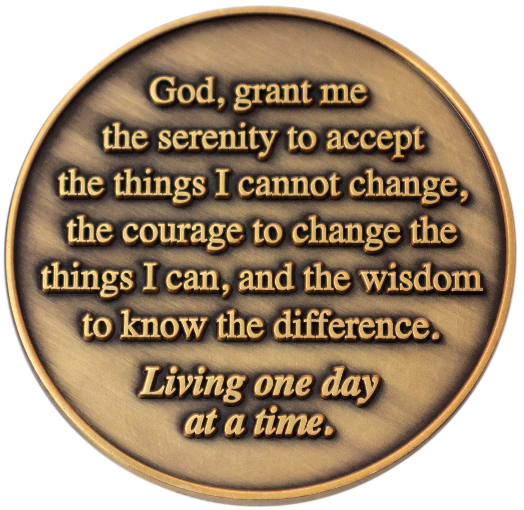 Serenity Prayer and One Day at a Time Coin, Bulk Pack of 10 Recovery Chip Pocket Tokens for AA, Antique Gold Plated Recovery Challenge Coin, Gift of Peace and Sobriety