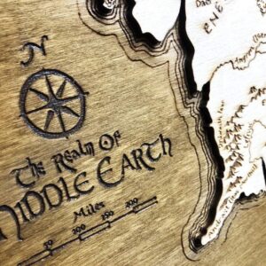 Handmade Large Wooden Map Compatible with Hobbits and Middle Earth Map LOTR | Set of coasters | Map Gift Idea| Decor Map | Gift Idea Fantasy Map | Gift for Him | Gift for Her