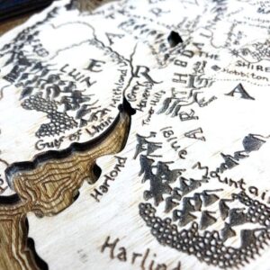 Handmade Large Wooden Map Compatible with Hobbits and Middle Earth Map LOTR | Set of coasters | Map Gift Idea| Decor Map | Gift Idea Fantasy Map | Gift for Him | Gift for Her