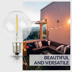 Newhouse Lighting 25 Pack LED Clear G40 Globe Light Bulbs for Outdoor String Lights Fits E12 and C7 Base 1.5 Inch Light Bulbs G40 Replacement Bulbs for Patio Lights (G40LED25)