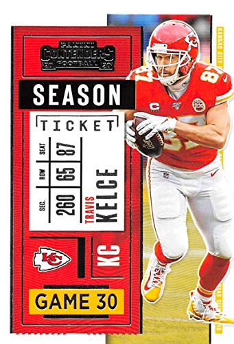 2020 Panini Contenders Season Ticket #4 Travis Kelce Kansas City Chiefs Official NFL Football Trading Card in Raw (NM Near Mint or Better) Condition