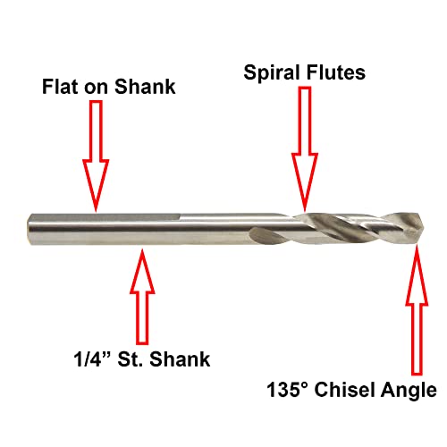 MaxTool 2PCs 1/4" x 3-1/16" Overall Length HSS Pilot Drill BITS STUB Drills Short for Hole saws with 1.5" Cut-Depth or Less; BA02W06R1030P2