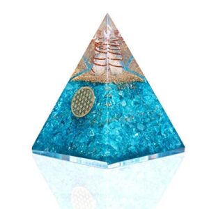 orgone pyramid of success, aquamarine orgonite pyramid is healing crystals for positive energy, confidence & security and orgonite pyramid help in healing meditation