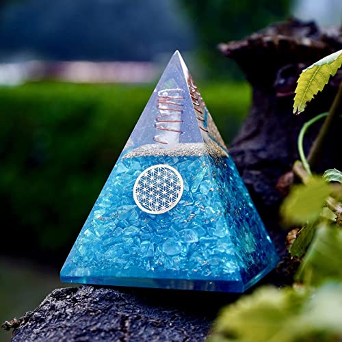 Orgone Pyramid of Success, Aquamarine Orgonite Pyramid is Healing Crystals for Positive Energy, Confidence & Security and Orgonite Pyramid help in Healing Meditation