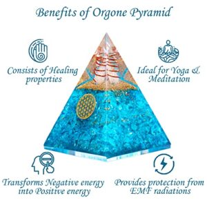 Orgone Pyramid of Success, Aquamarine Orgonite Pyramid is Healing Crystals for Positive Energy, Confidence & Security and Orgonite Pyramid help in Healing Meditation