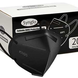 SYNGLO KN95 Face Masks 50 Pack, Individually Wrapped 5 Layer Mask For Adults, Filter Efficiency≥95% (Black20)