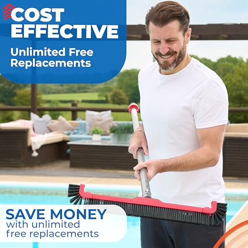 ProTuff Products Pool Brush Head - 3X Faster & Lifetime Replacement - Clean Walls & Corners Faster w/Sturdy 22” Wide Bristles & Removable Ends - Premium Pool Cleaning Equipment