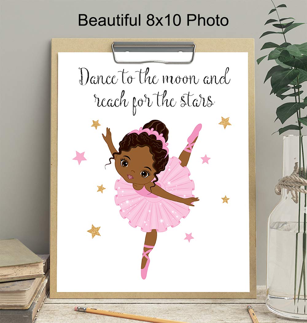 Black Wall Art for African American Girl Black Girl Gifts African American Girl Gifts - African American Wall Art - Afro Wall Art - Ballerina Wall Decor - African American Little Girls Room Decor 8x10