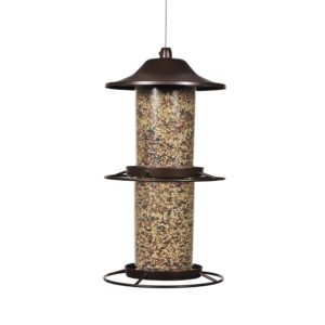 perky-pet 325scombo-1sr large 2-tier outdoor panorama wild bird feeder with hanging hook - 4.5 lb seed capacity