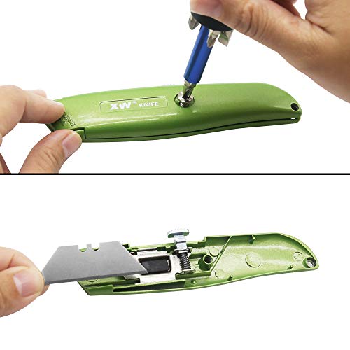 XW Retractable Utility Knife, Aluminum Alloy Box Cutter-Assorted Colors, Extra 10 Blades Included,4-Pack