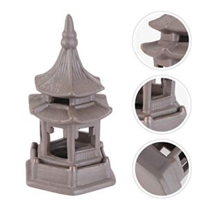 VALICLUD 1Pc Ornaments Garden Statues Ceramic Landscape Decoration Asian Decor Pagoda Zen Garden Decoration Chinese Pagoda Decor Supplies Fish Tank Ornament Ceramics Tower Incense Sticks