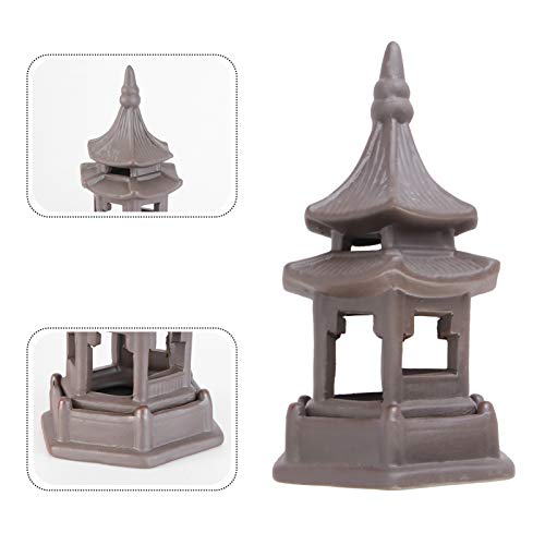 VALICLUD 1Pc Ornaments Garden Statues Ceramic Landscape Decoration Asian Decor Pagoda Zen Garden Decoration Chinese Pagoda Decor Supplies Fish Tank Ornament Ceramics Tower Incense Sticks