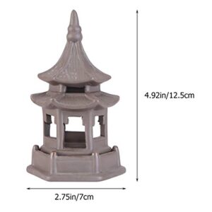 VALICLUD 1Pc Ornaments Garden Statues Ceramic Landscape Decoration Asian Decor Pagoda Zen Garden Decoration Chinese Pagoda Decor Supplies Fish Tank Ornament Ceramics Tower Incense Sticks