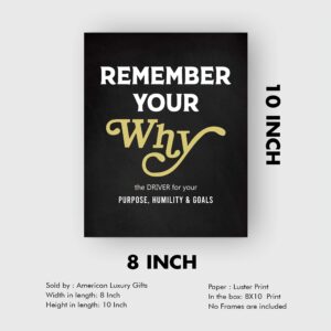 Remember Your Why - Motivational Wall Decor, Inspirational Wall Art Print For Home Decor, Office Decor, Classroom & College Dorm Decor. Great Gift of Motivation & Inspiration! Unframed-8 x 10"