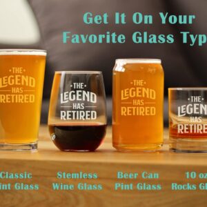 The Legend Has Retired - Whiskey Rocks Glass - Funny Retirement Gifts for Boss or Coworkers - 10.25 Oz