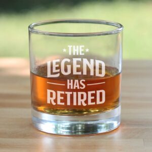 The Legend Has Retired - Whiskey Rocks Glass - Funny Retirement Gifts for Boss or Coworkers - 10.25 Oz