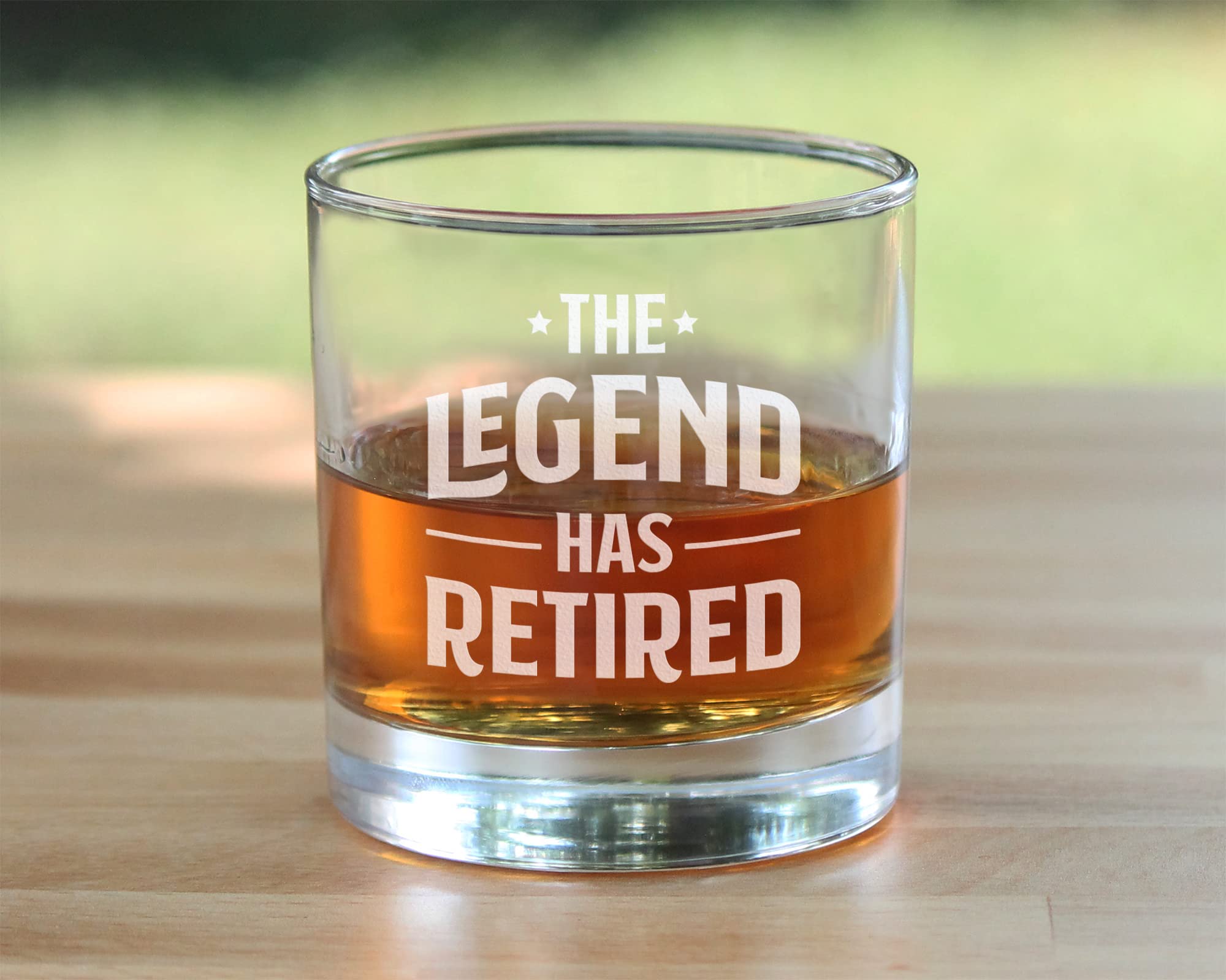 The Legend Has Retired - Whiskey Rocks Glass - Funny Retirement Gifts for Boss or Coworkers - 10.25 Oz